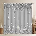 Amazon.com: Feelyou Silver Glitter Print (No Glitter) Curtain Bling Decorations Grey Darkening ...