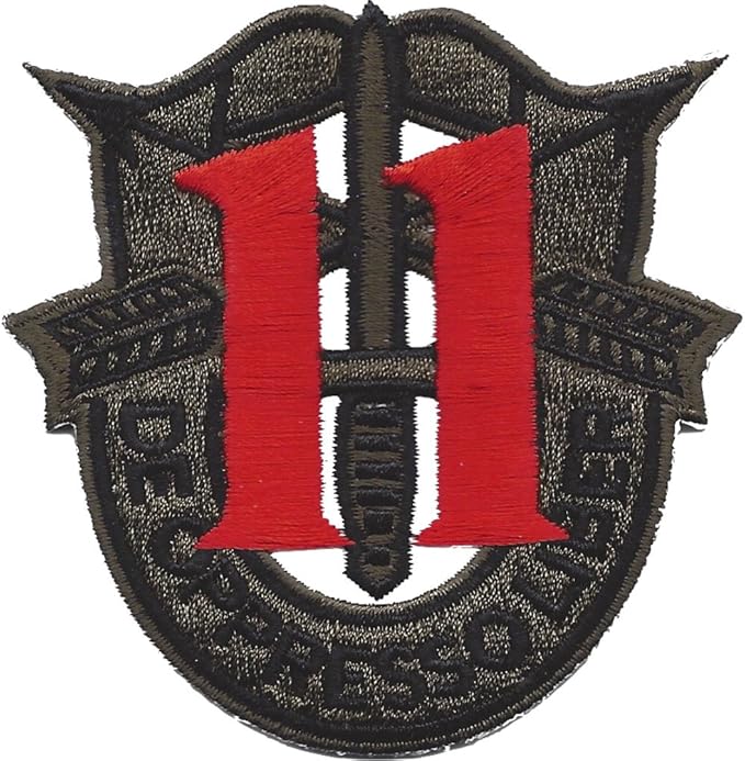 Amazon.com: 11th Special Forces Group Crest OD Green Red 11 Patch: Clothing
