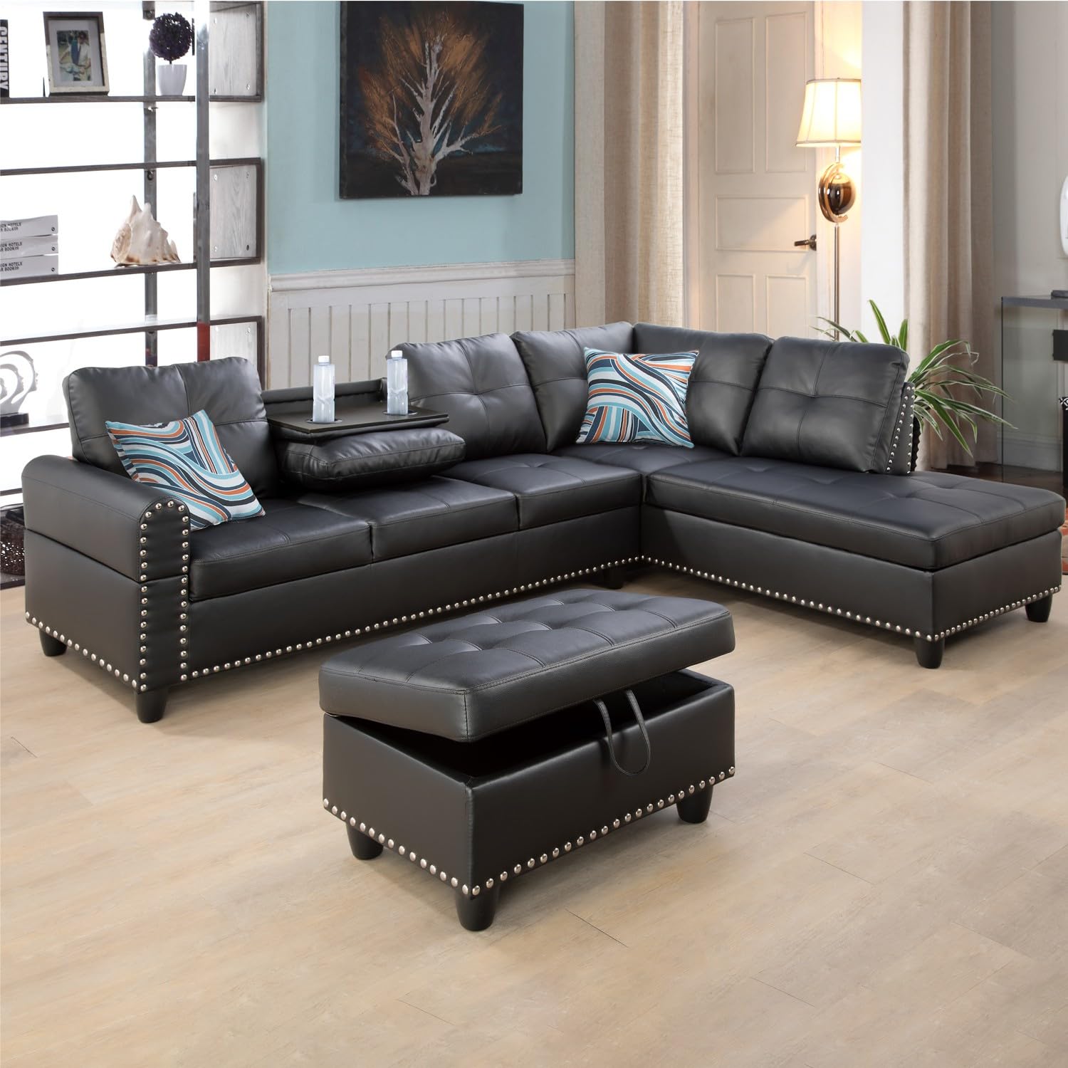 Incomplete` set ---Dyncan 3-Piece L-Shaped Sectional Couch, Faux ...