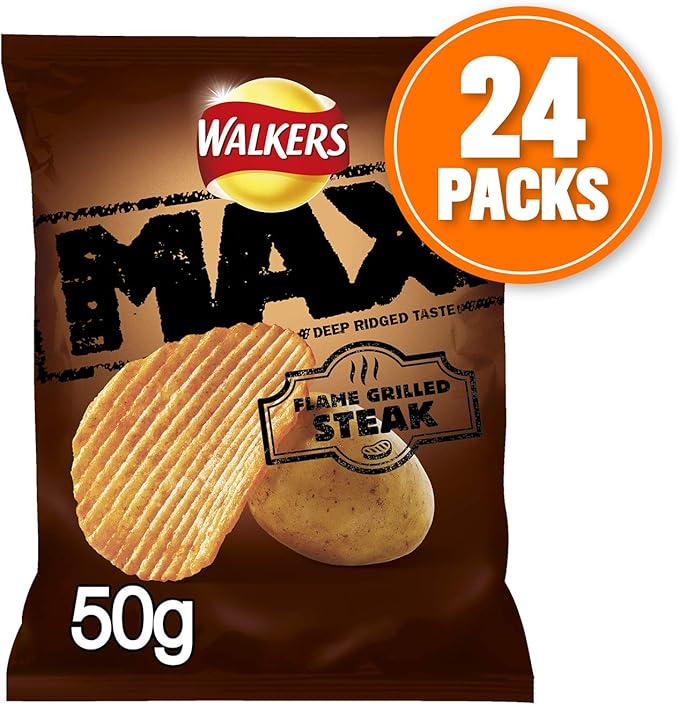 Walkers Max Flame grilled Steak Crisps Case, 24 units x 50 g: Amazon.co ...