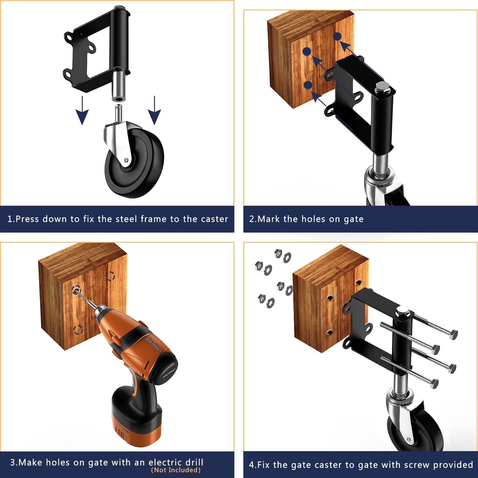 Mua Ronlap Gate Wheels for Wooden Gate, Gate Caster Wheel Spring Loaded ...