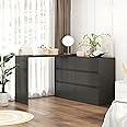 L Shaped Dressing Table With 6 Drawers Extendable Vanity Desk ...