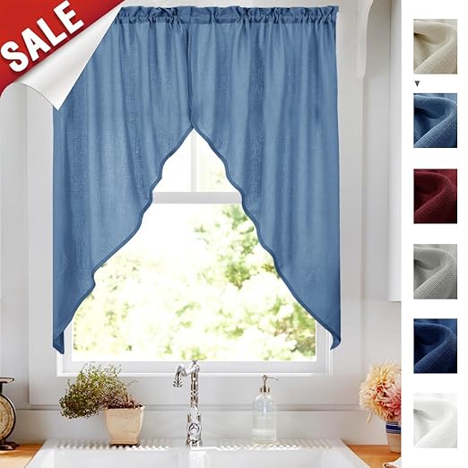 Amazon.com: Privacy Semi Sheer Window Swags for Kitchen Casual Weave ...