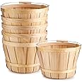 Amazon.com: 6 Pack 11 x 6.7'' Large Round Wooden Baskets with Handles, Handmade Wood Basket ...