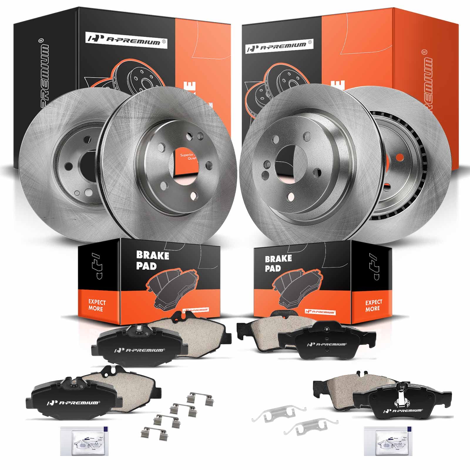 A-Premium Front and Rear Vented Disc Brake Rotors + Ceramic Pads Kit ...