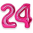 Amazon.com: SUWEN 40 Inch Large Hot Pink 24 Number Balloons Big Foil ...
