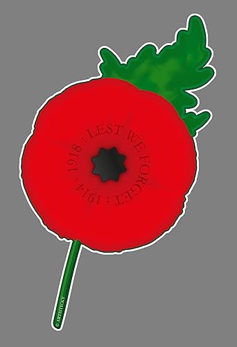 REMEMBRANCE SUNDAY POPPY DAY CAR WINDOW STICKER "LEST WE FORGET ...