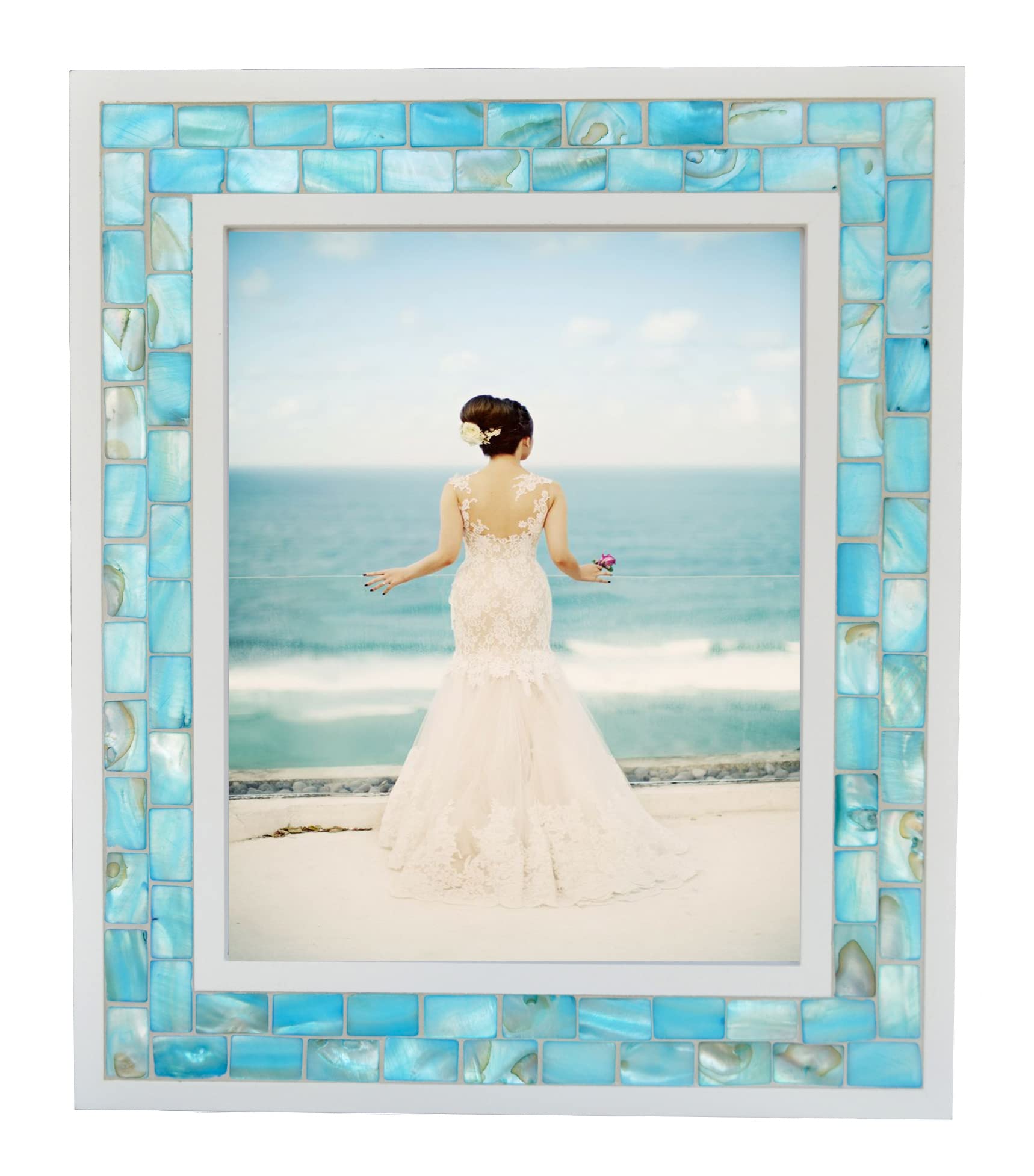 GIFTME 5 Beach Picture Frame 8x10,Mosaic Picture Frame Mother of Pearl ...