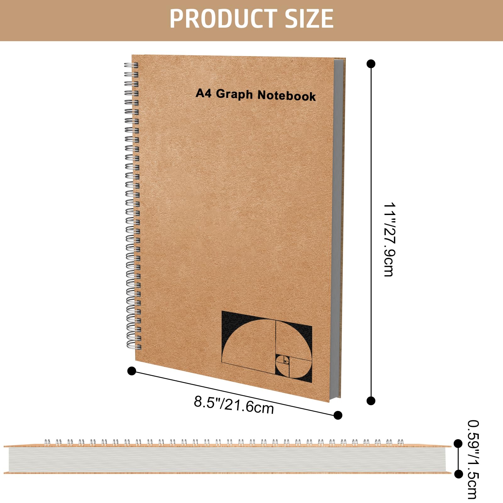 Mua Mousbull A4 Graph Paper Notebook, 2 Pack Large Spiral Grid Notebook ...