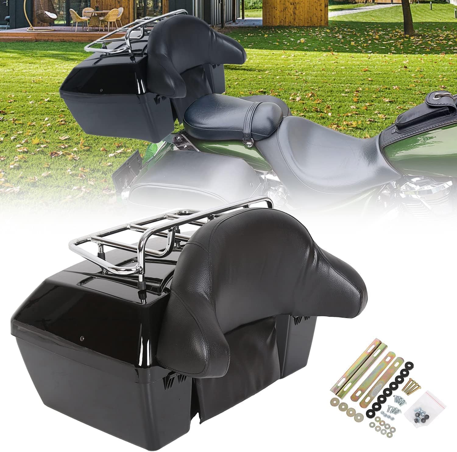 ECOTRIC 50L Motorcycle Tour Pack Trunk w/Top Rack & Backrest Compatible ...