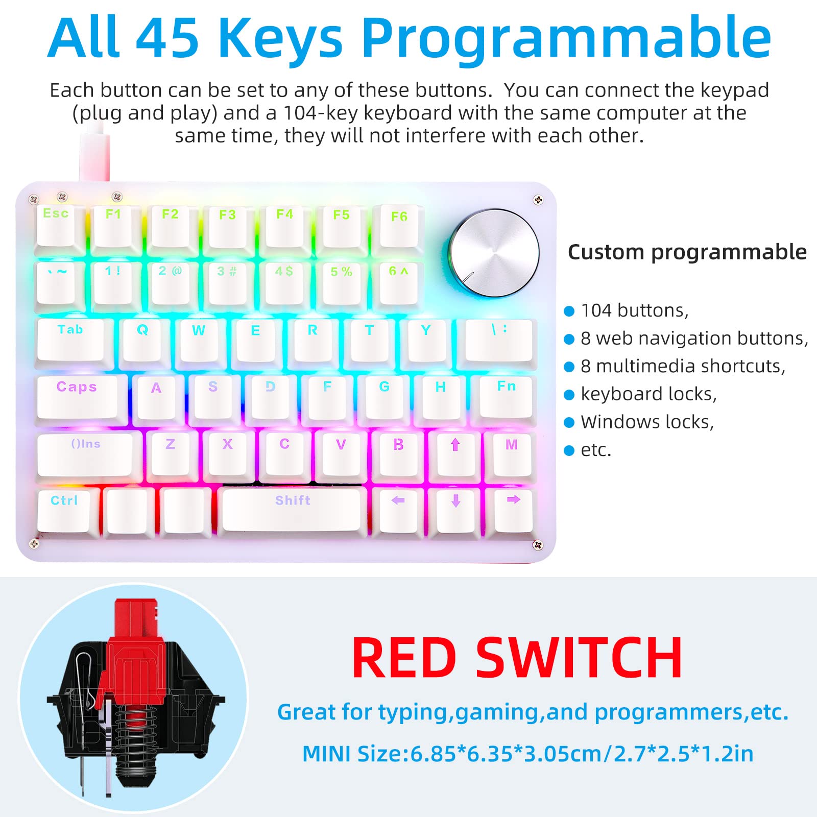 Mua Koolertron One Handed Mechanical Gaming Keyboard with 24 Macro Keys ...