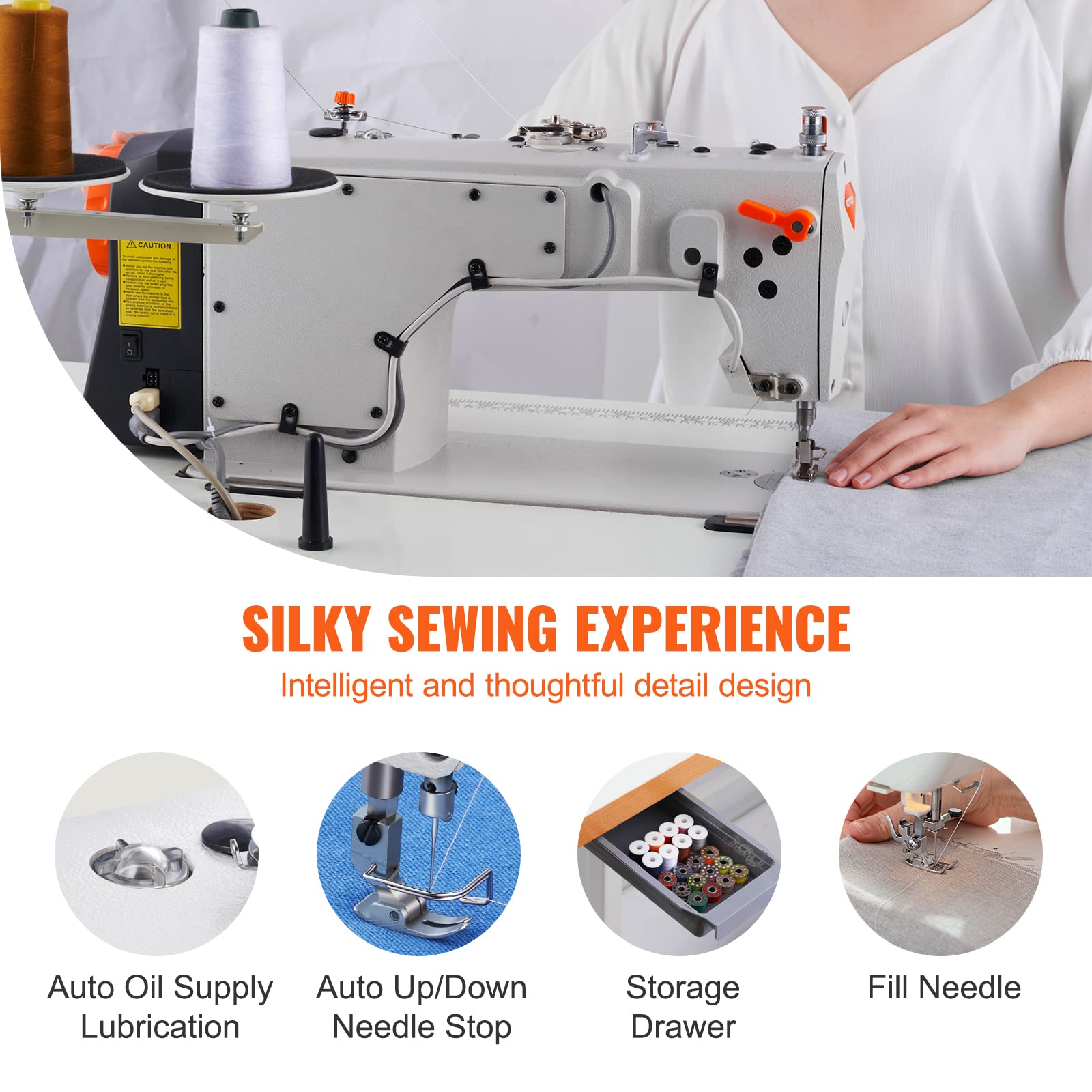 Mua VEVOR Industrial Sewing Machine, 550W Heavy-duty Lockstitch Sewing Machine with Servo Motor ...