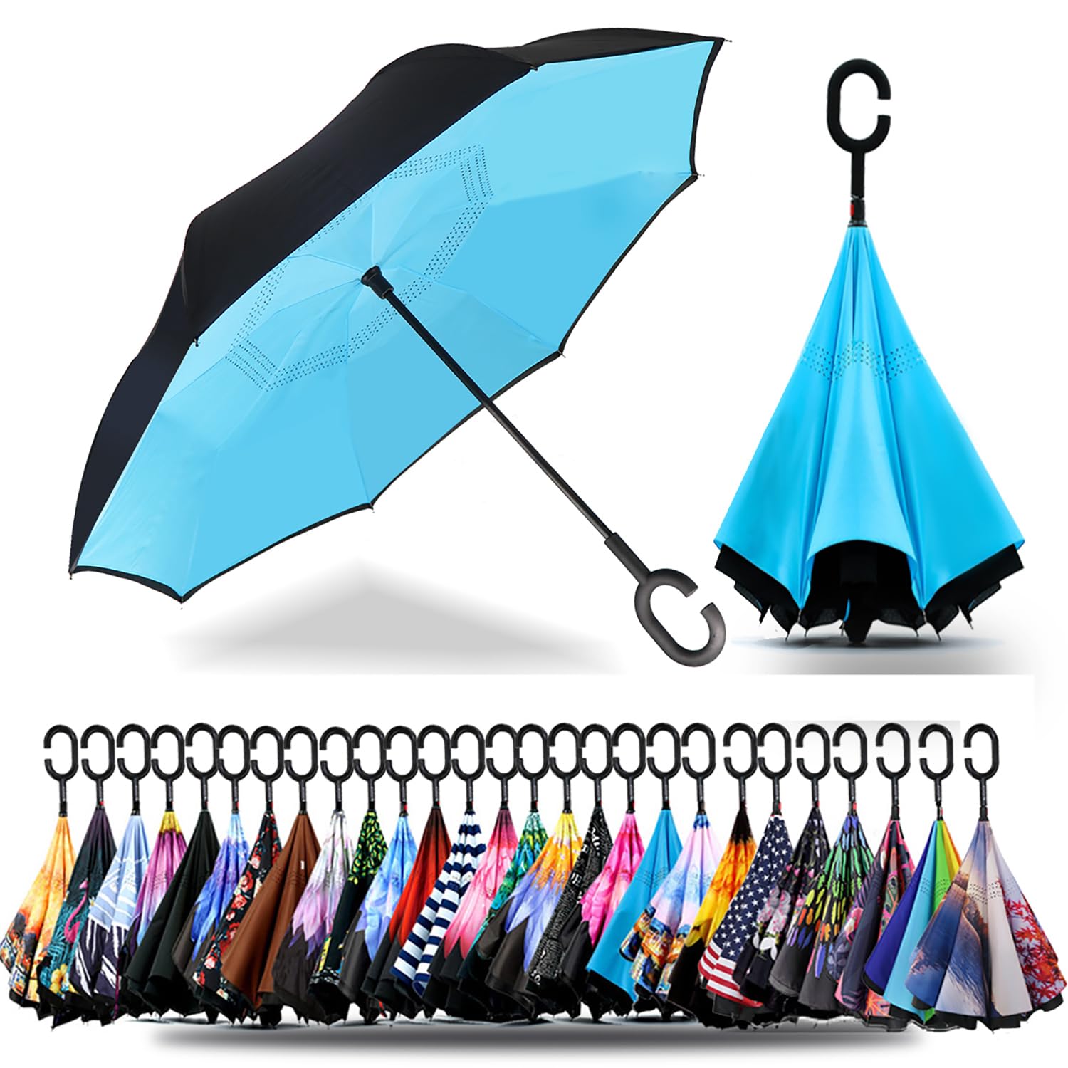 SIEPASA Inverted Reverse Upside Down Umbrella, Extra Large Double ...