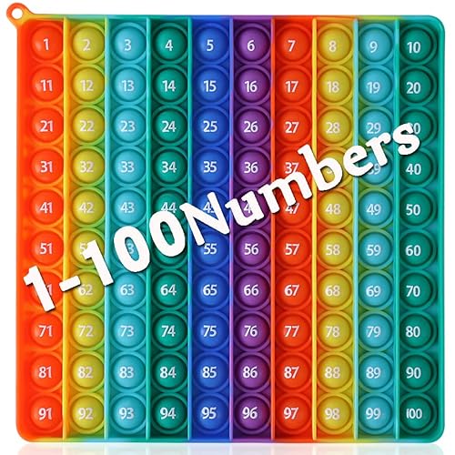 Math Toys P0p with Numbers, Kingmall 1-100 POP Rainbow Square Fidgett ...