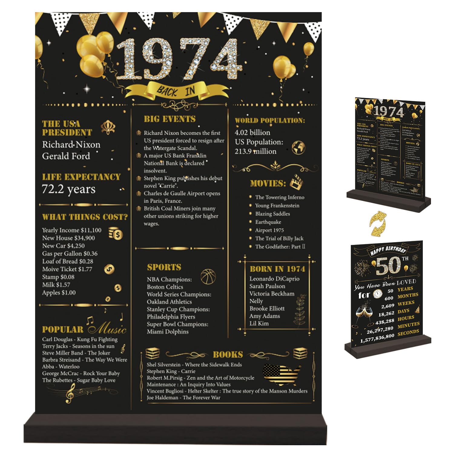 Elomy 50th Birthday Decorations Men - Back in 1974 Birthday Party ...