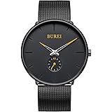 Amazon.com: BUREI Men's Fashion Minimalist Wrist Watch Analog Date with ...