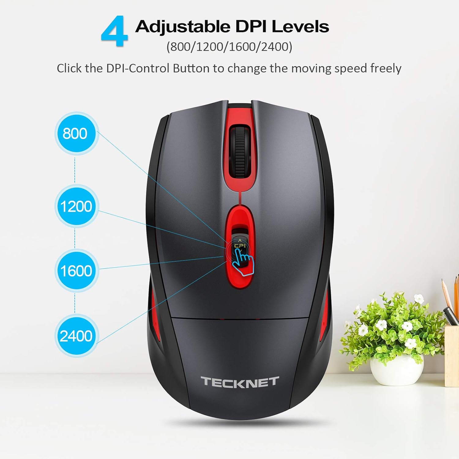 TECKNET Wireless Mouse, 2.4G USB PC Laptop Computer Cordless Mice with ...