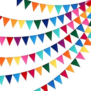 Amazon.com: Outus 6 Sets Rainbow Pennant Banner Multicolor Felt Fabric ...