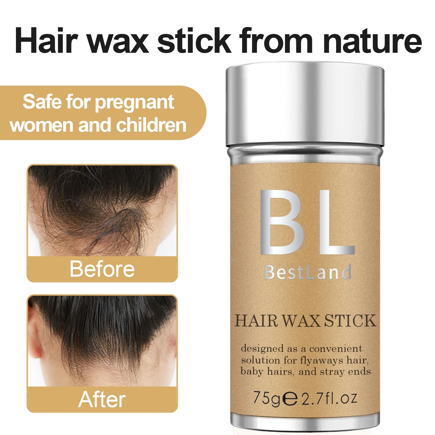 Bestland Hair Wax Stick Non-Greasy No-Residue Tamer For Flyaways Frizz ...