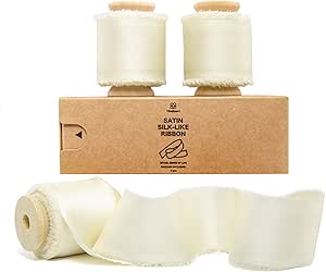 Amazon.com: Vitalizart Ivory White Satin Ribbon 1.5" x 15Yd with Wooden ...