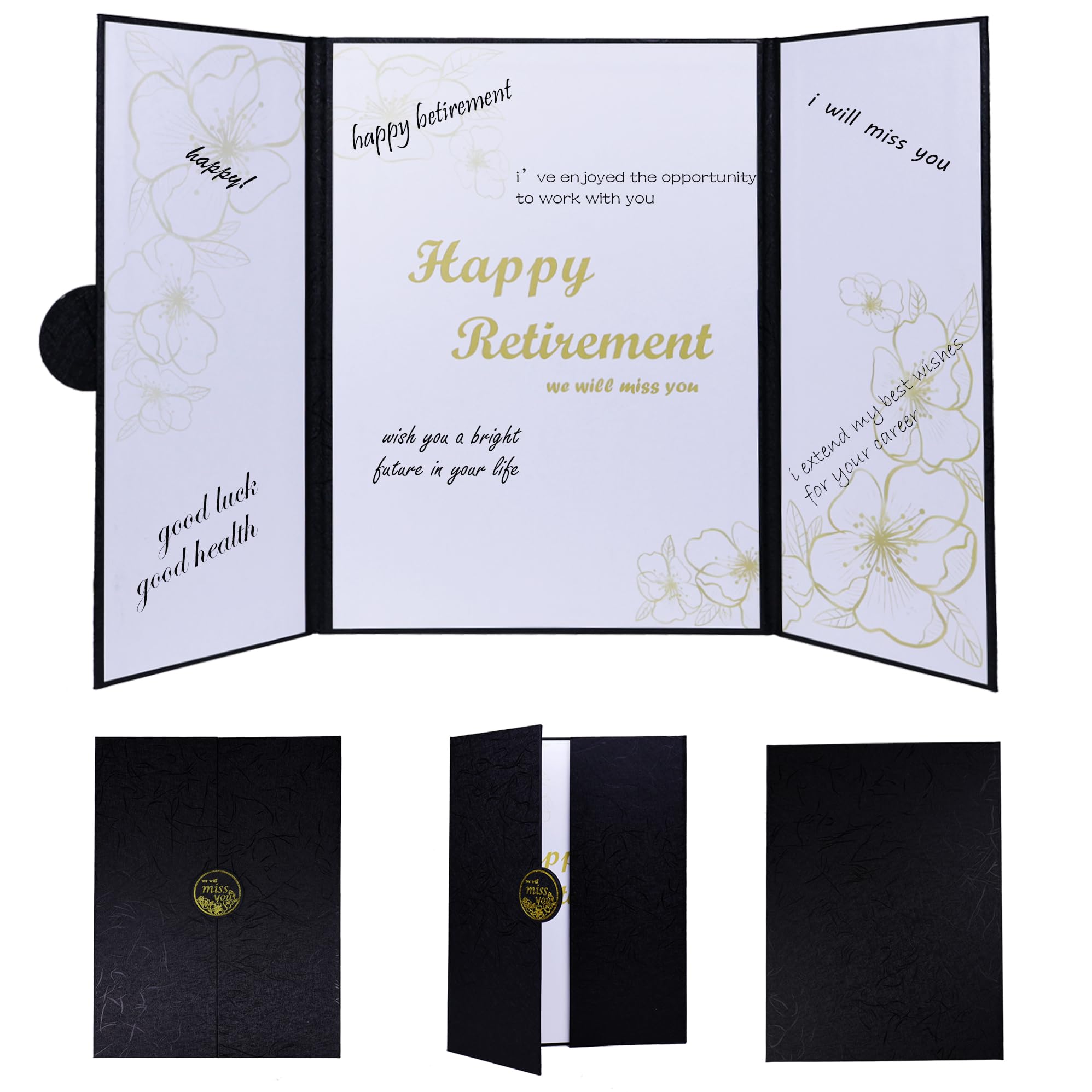 Large Retirement Card, Happy Retirement Guest Book Alternative, Black ...