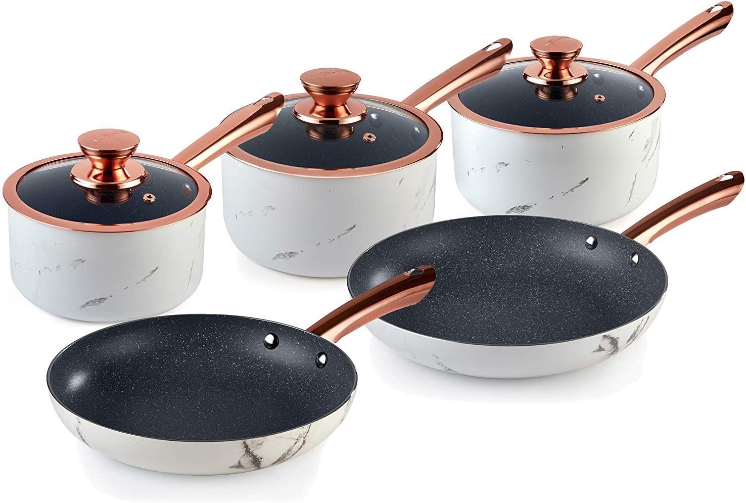 Tower Linear Induction Frying Pan and Saucepan Set, Non Stick Ceramic ...