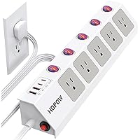 Amazon.com: HOPOW Flat Plug Power Strip with Individual Switches, 10 Ft ...