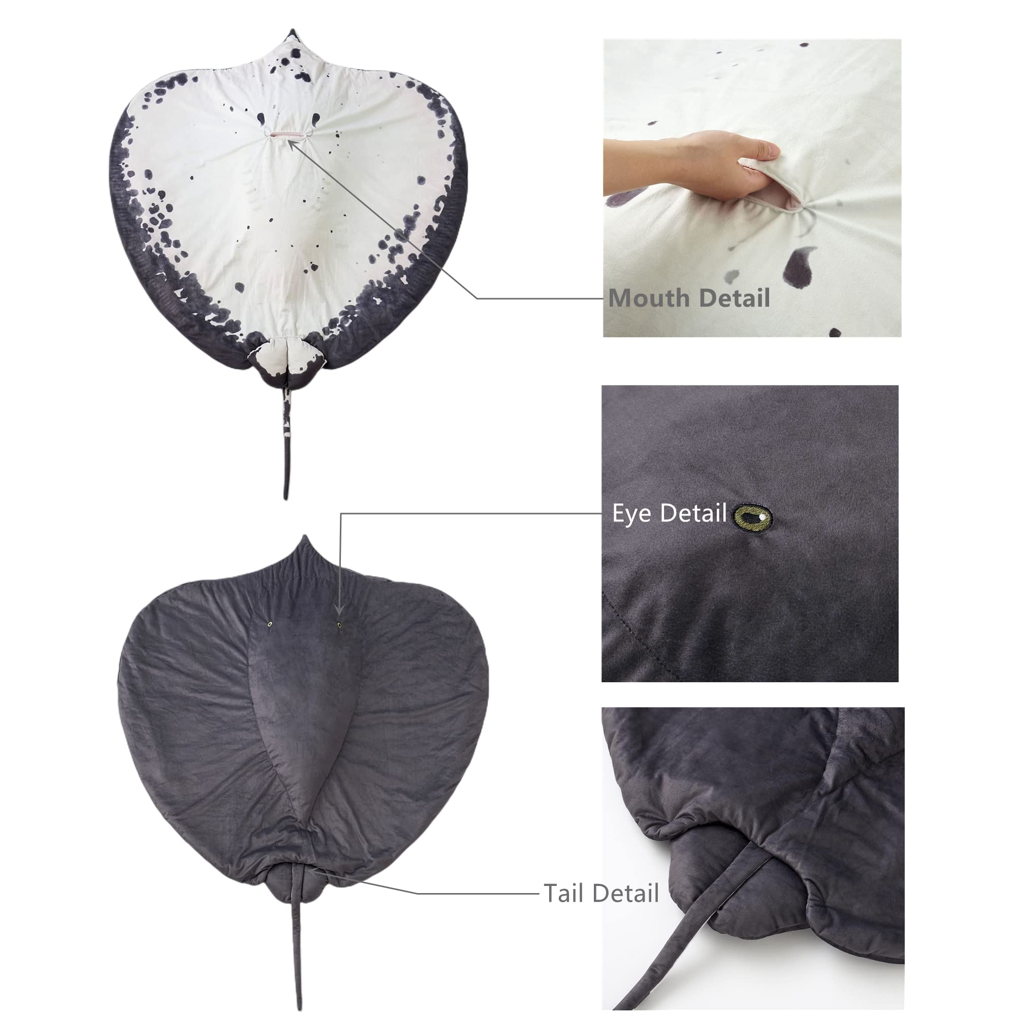 Mua Manta Ray Stuffed Animal Stingray Blanket 50" x 50" Wearable ...