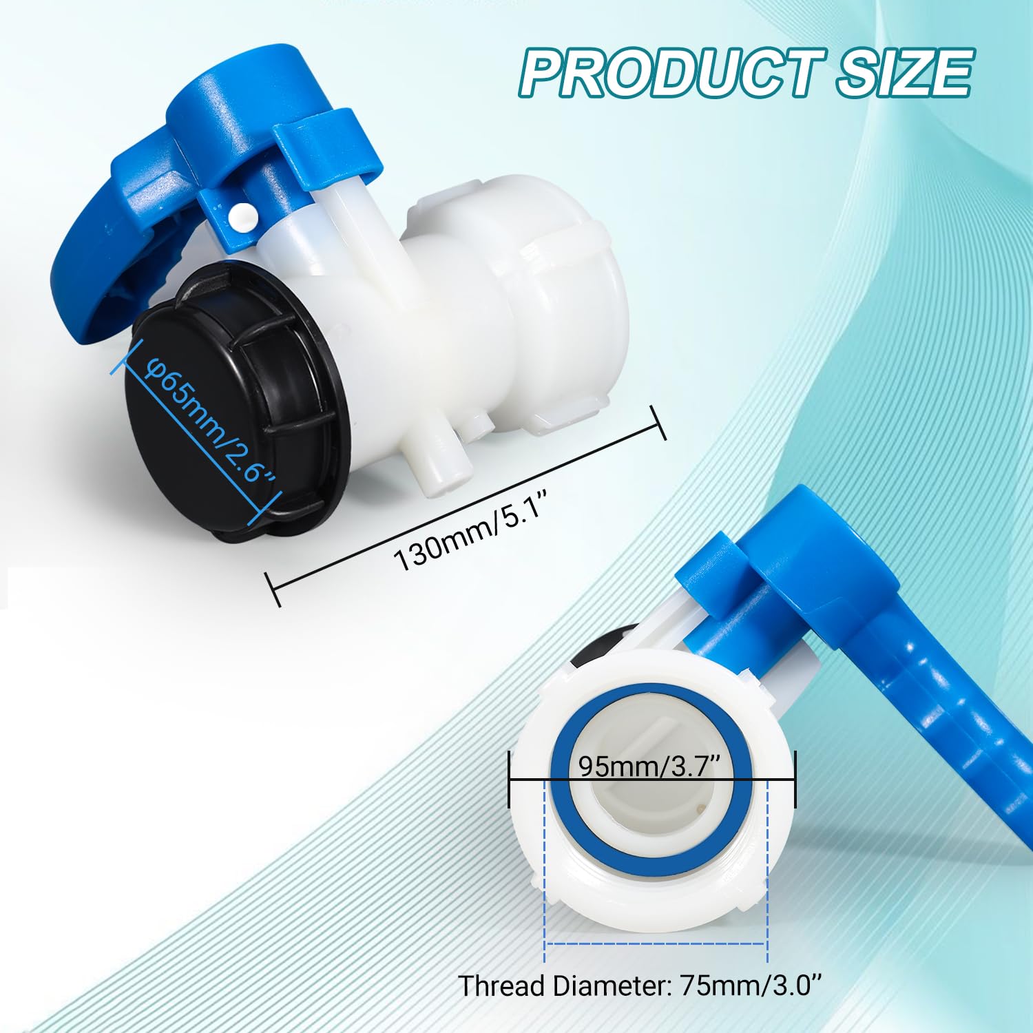 UMETASS IBC Tote Valve, 2.95" Coarse Thread IBC Tote Adapter, 75mm DN50 ...