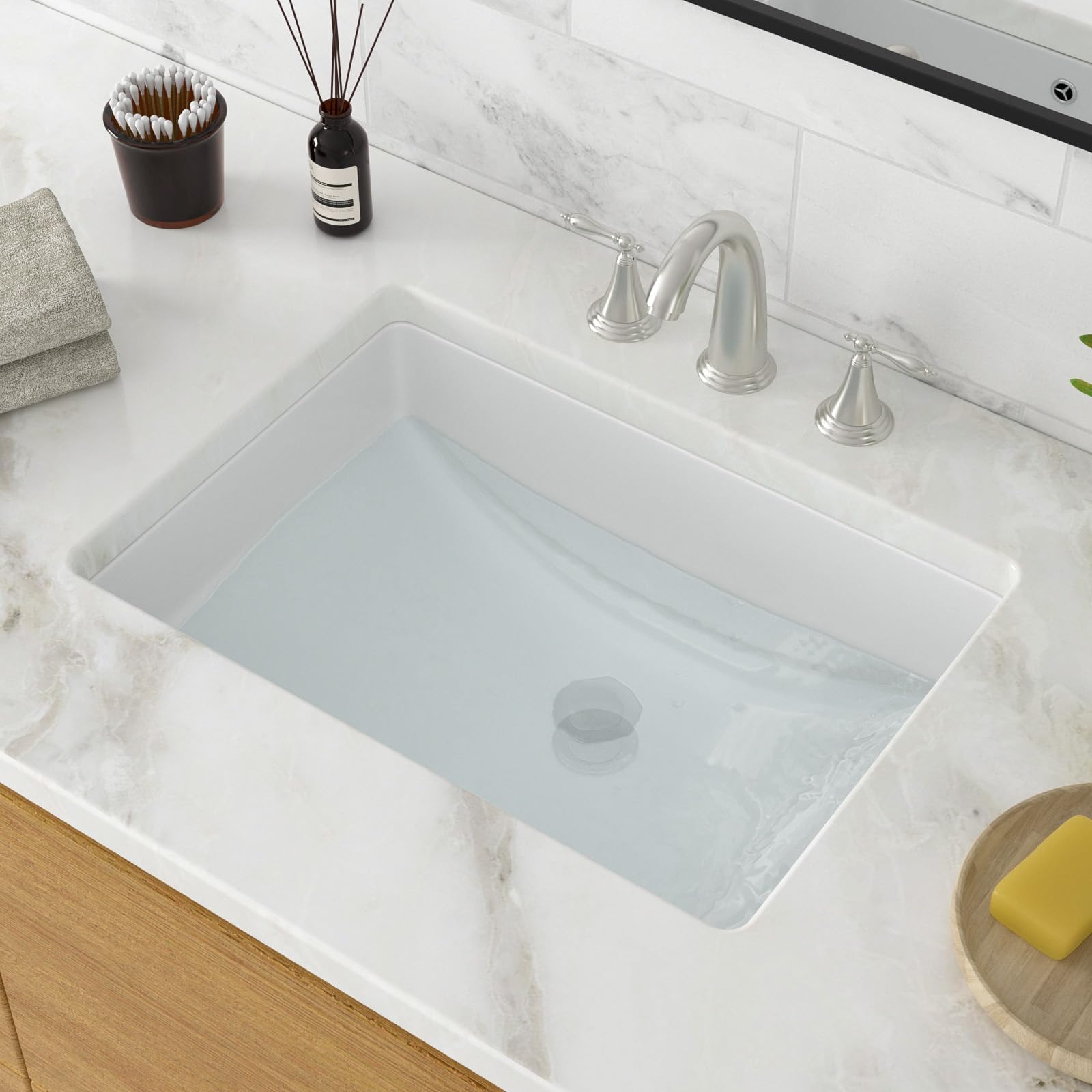 Undermount Bathroom Sink Rectangle - GhomeG 21x15 Inch White ...