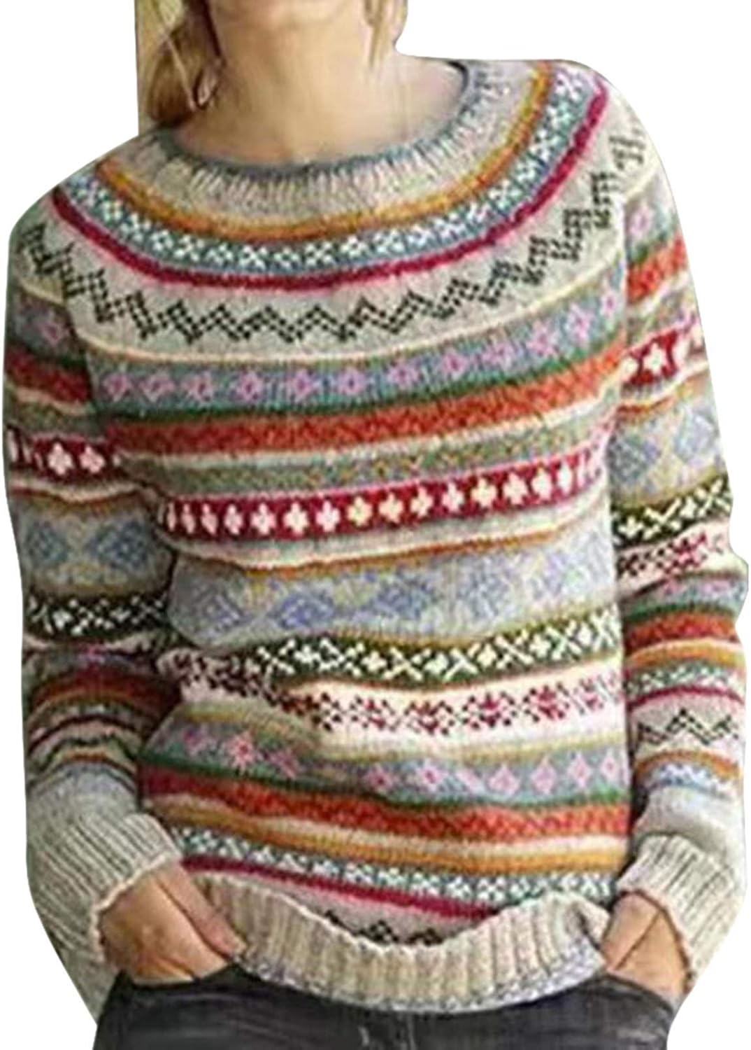 Otoño/Invierno suéter de Punto Estampado en Color sólido Top Casual ...