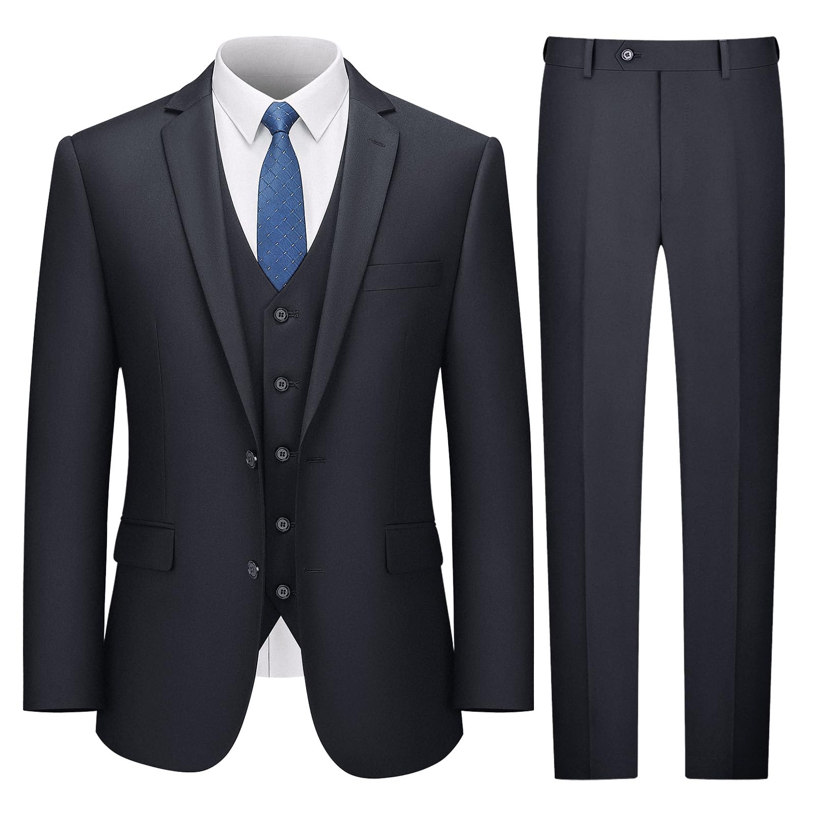 XS LUPURTY Men's Suits Slim Fit, 3 Piece Suits for Men, 2 Buttons Solid ...