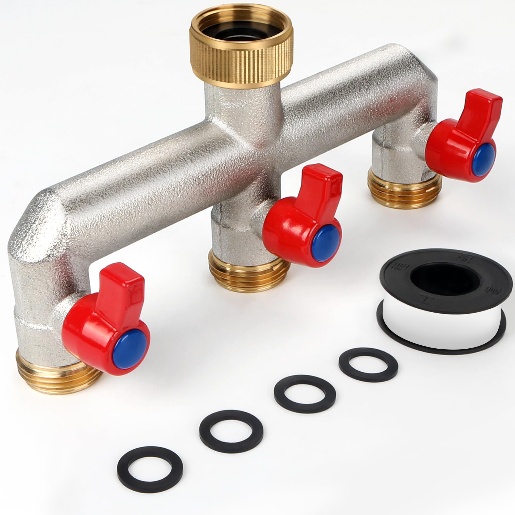 3 Way Hose Splitter,3/4inch Brass Thread,Garden Hose Splitter 3 Way ...