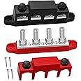 Dianrui 12V Bus Bar 250A Power Distribution Block Busbar 4 x 3/8"(M10) Studs 3 x #8(M4) Screw ...