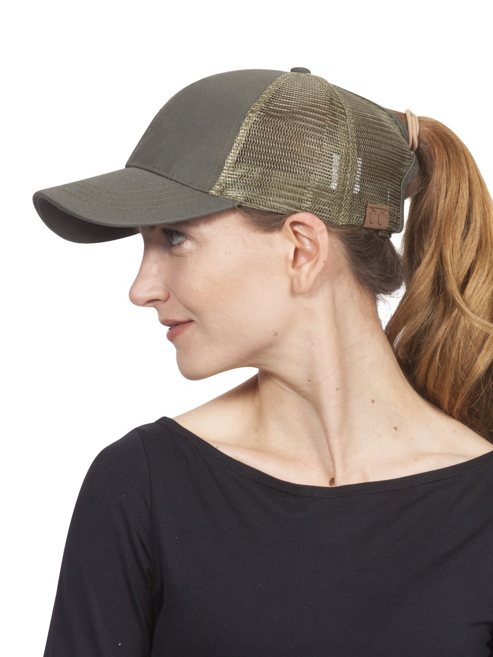 C.C Ponytail Messy Buns Trucker Ponycaps Plain Baseball Visor Cap Dad ...