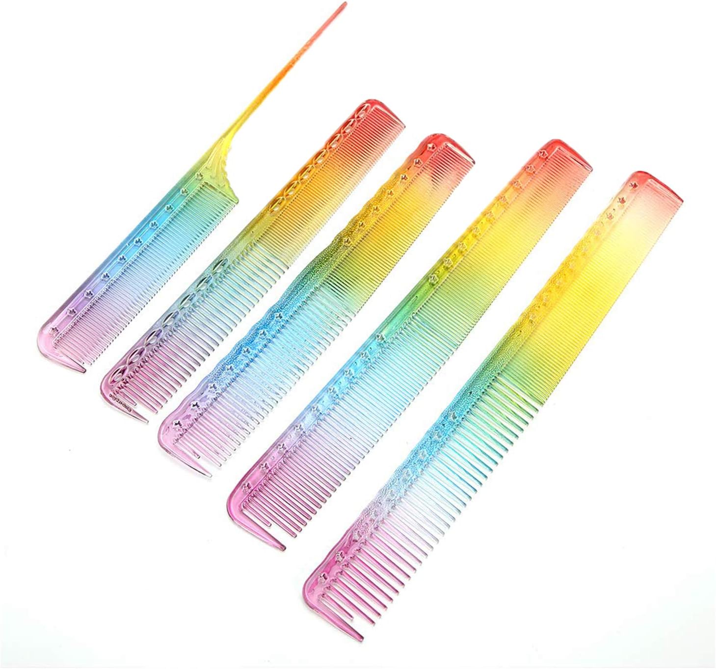 5 Piece Colorful Hair Comb Set, Professional Hair Combining ...