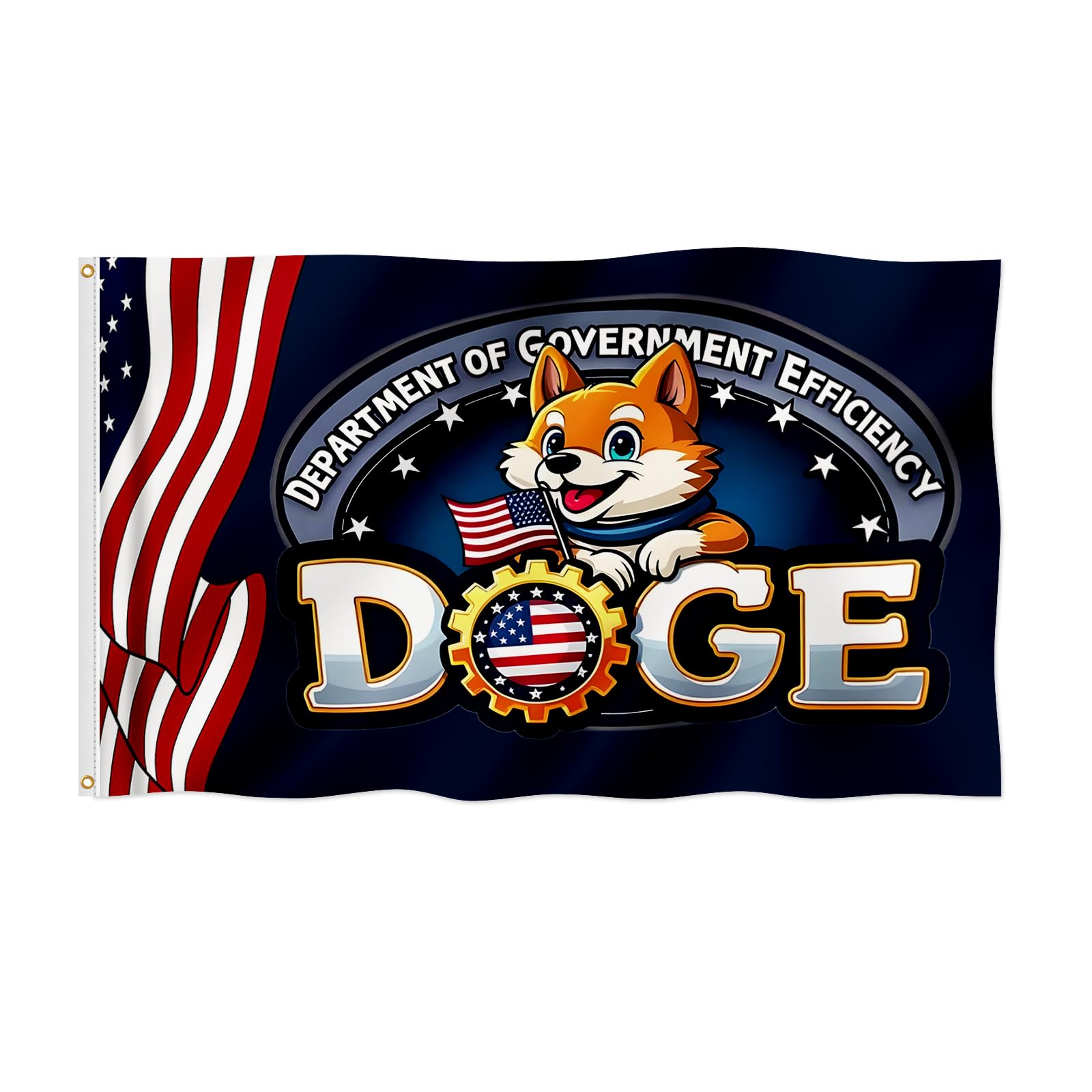DOGE D.O.G.E. Department Of Government Efficiency Dog Flag 3x5FT Fade ...