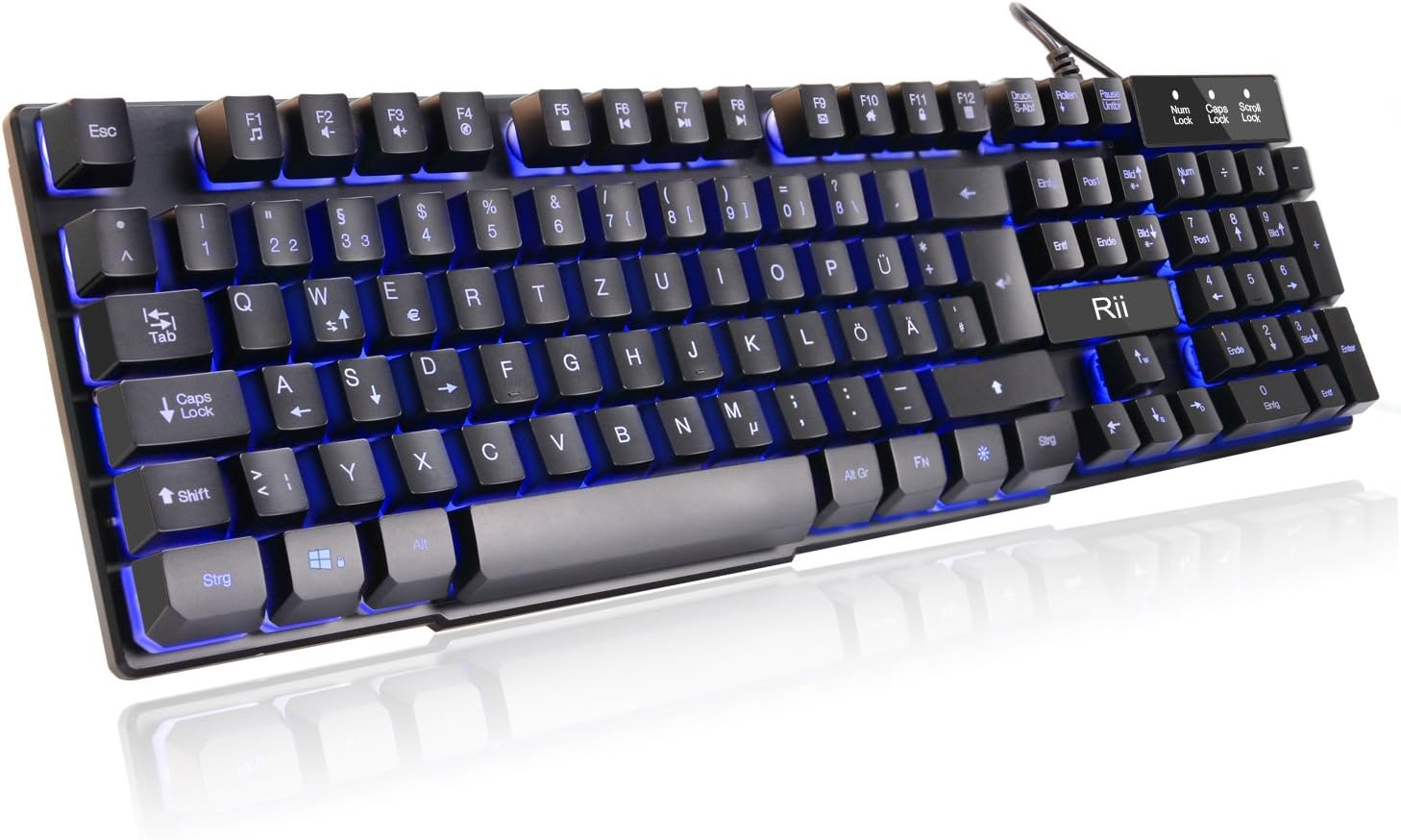 Rii RK100 Gaming Clavier 105 touches, 3 couleurs rétroéclairage LED ...