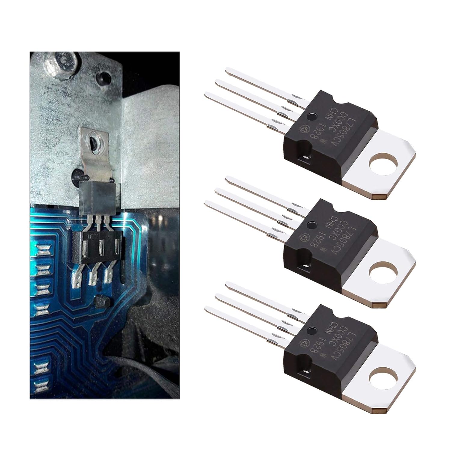 20Pcs L7805CV 5V 1.5A 3-Terminal Positive Voltage Regulators TO-220 Package L7805C LM7805 7805 ...