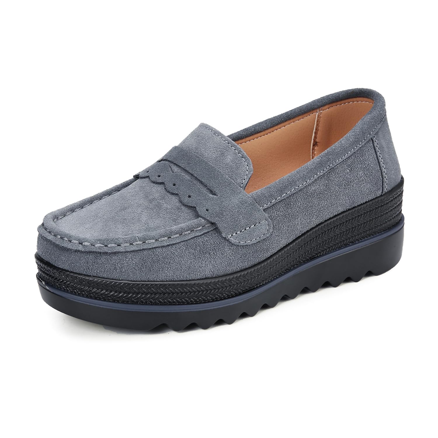 Ruiatoo Womens Slip on Loafers Comfortable Thick Soft Platform Shoes ...