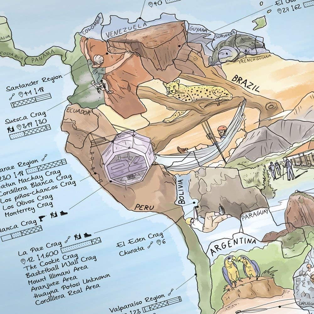 Climbing Map by Awesome Maps – Illustrated World Map for Climbing Fans ...