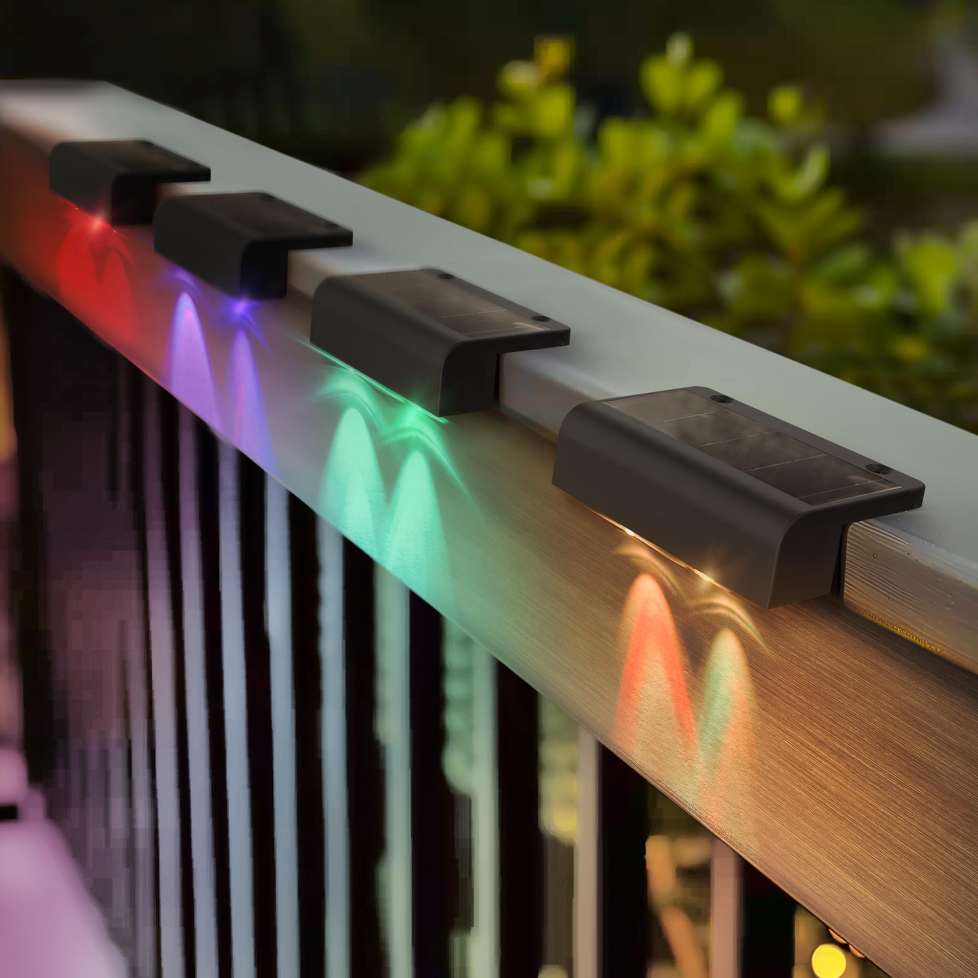 FabStyl Solar Fence Lights Outdoor 4 Pack, Solar Step Lights Outdoor ...