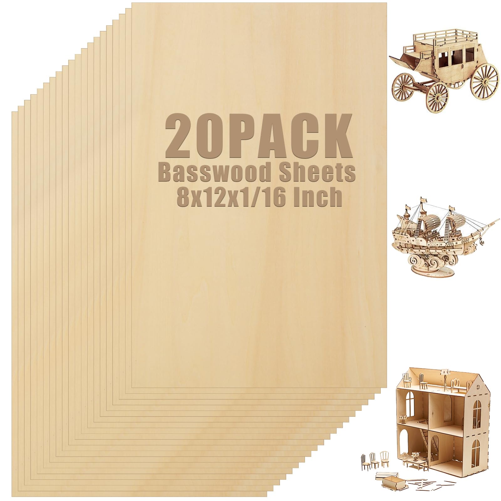 Mua LANIAKEA 20 Pack 8 x 12 Inch Basswood Sheets, 1/16 Plywood Sheets ...