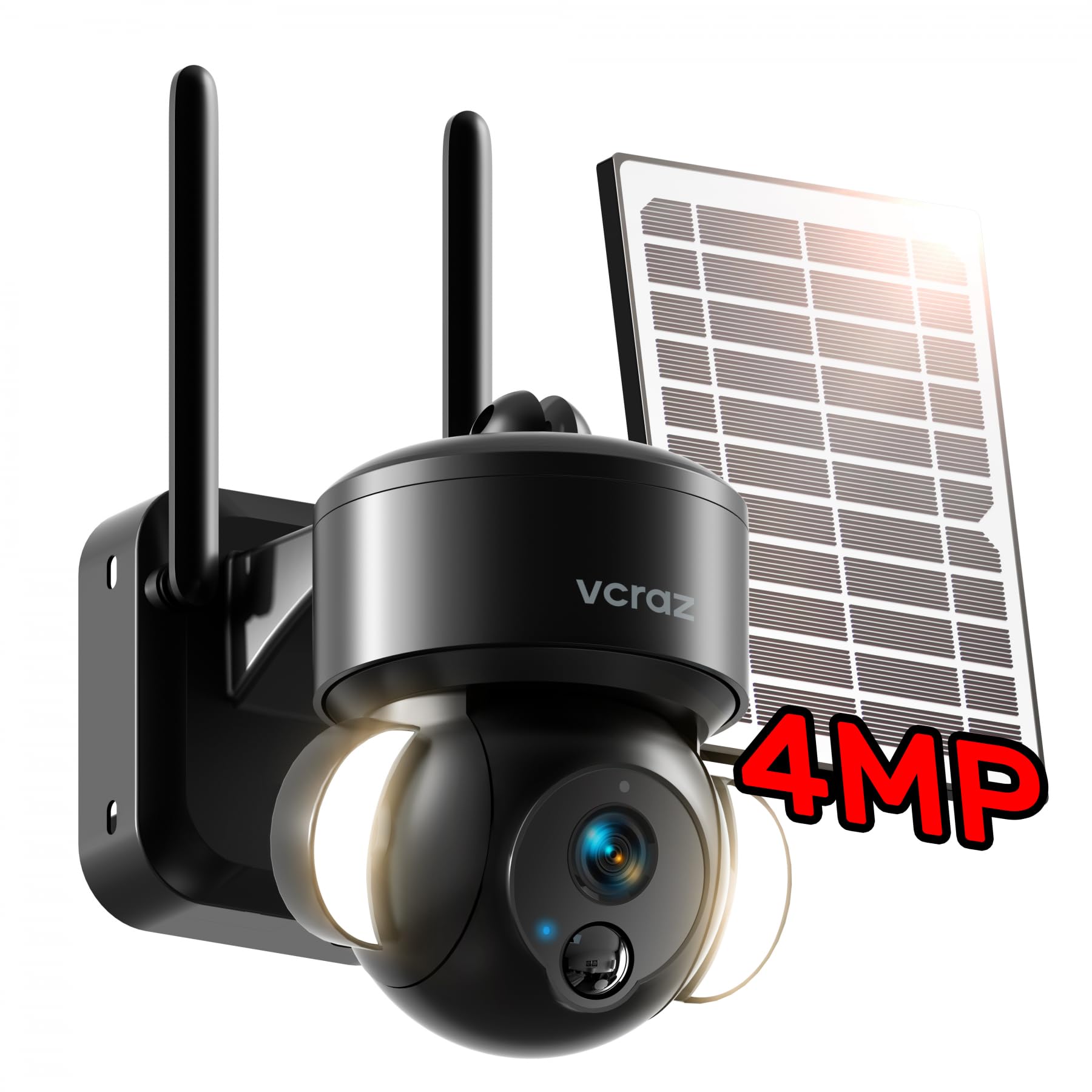 vcraz Solar Powered Security Camera Wireless Outdoor, 360° View WiFi ...