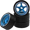 Amazon.com: 4PCS ShareGoo Metal 1/28 Wheel Rims & Rubber Racing Tires 5 ...