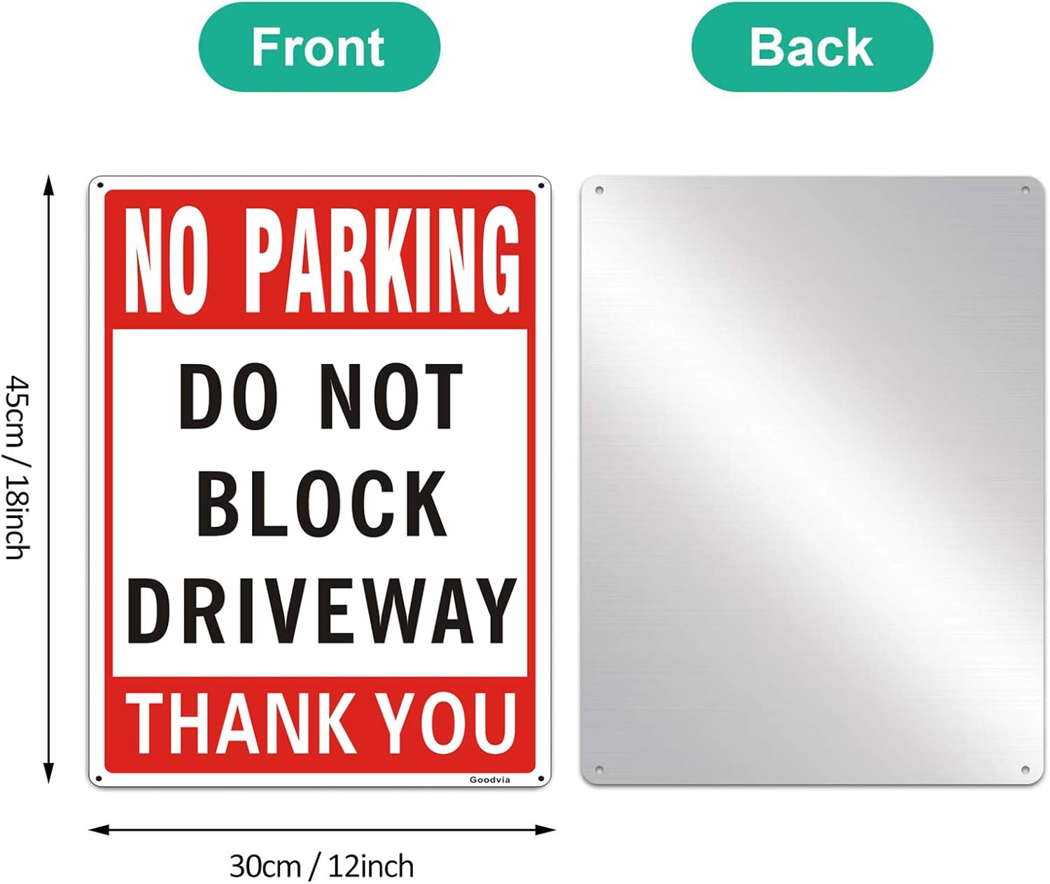 Goodvia 2 x Private Driveway Signs No Parking, Do Not Block Driveway Sign Aluminum Sign Rust ...