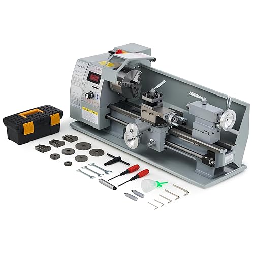 CREWORKS Mini Metal Lathe, 8" x 16" Benchtop Metal Lathe with 3 Jaw ...