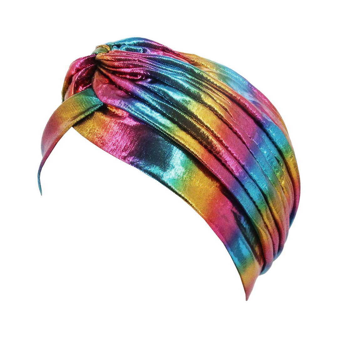 Surkat Unisex Metallic Arab India Pleated Turban Headwrap Swami Hat ...