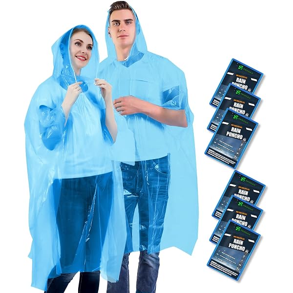 Rain Ponchos Family Pack SaphiRose Disposable Rain Poncho Clear Ponchos ...