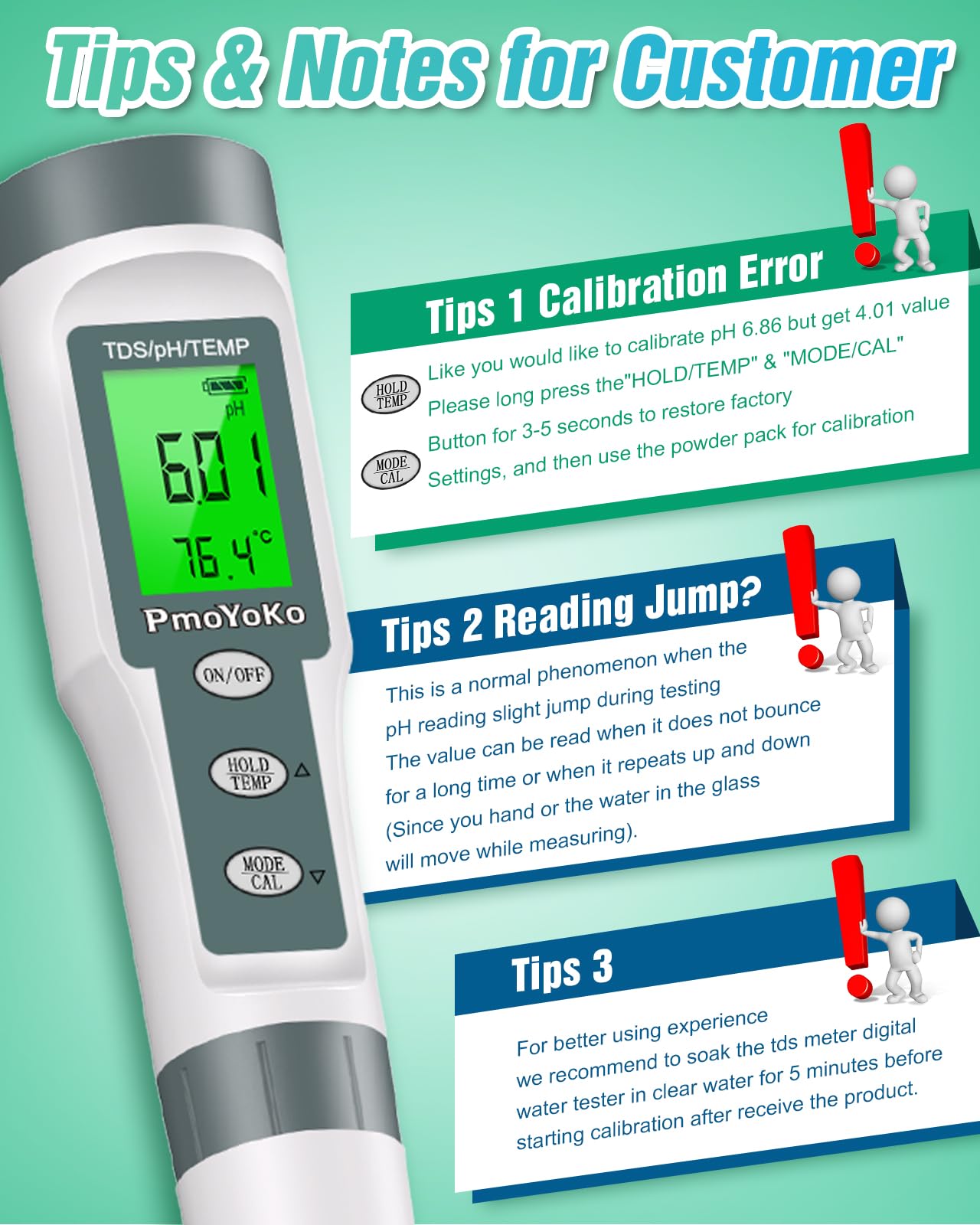 PmoYoKo Digital PH/TDS Meter With ATC PH Tester, 3 In 1 PH TDS Temp 0. ...